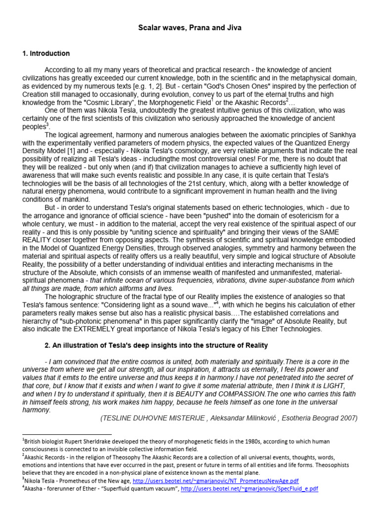 Scalar Waves Prana and Jiva | PDF