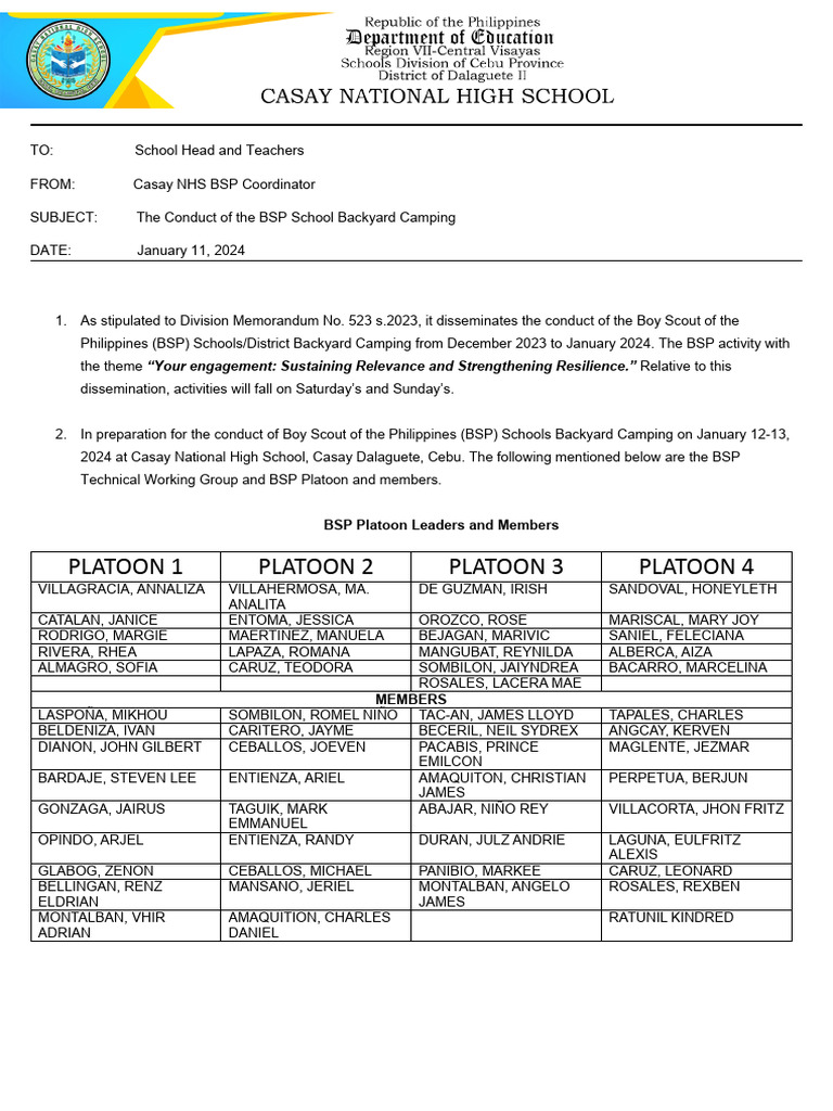BSP Letter | PDF | Scouting