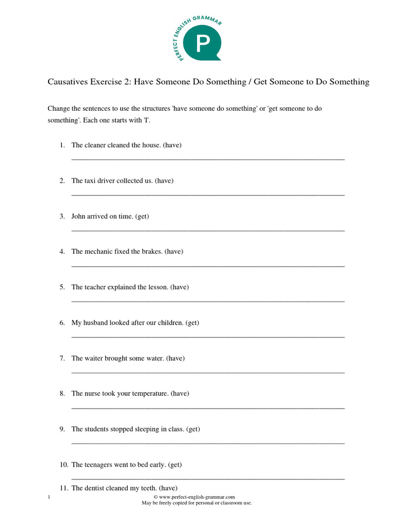 Causatives Exercise 2 | PDF