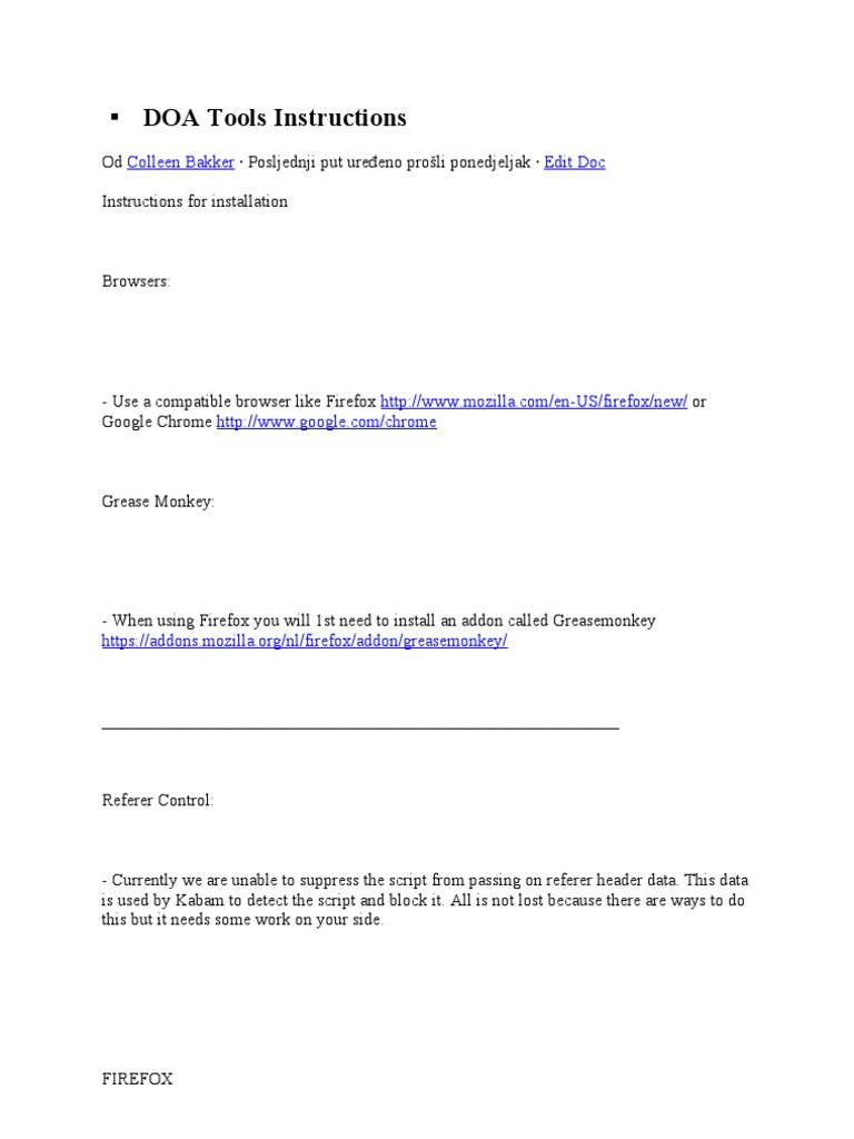 DOA Tools Instructions | PDF | Google Chrome | Firefox