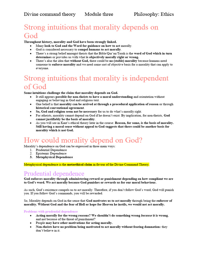 Divine Command Theory | PDF | Divine Command Theory | Morality