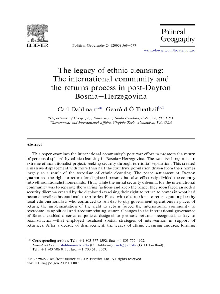 Legacy of Ethnic Cleansing | PDF | Bosnia And Herzegovina | Slobodan ...