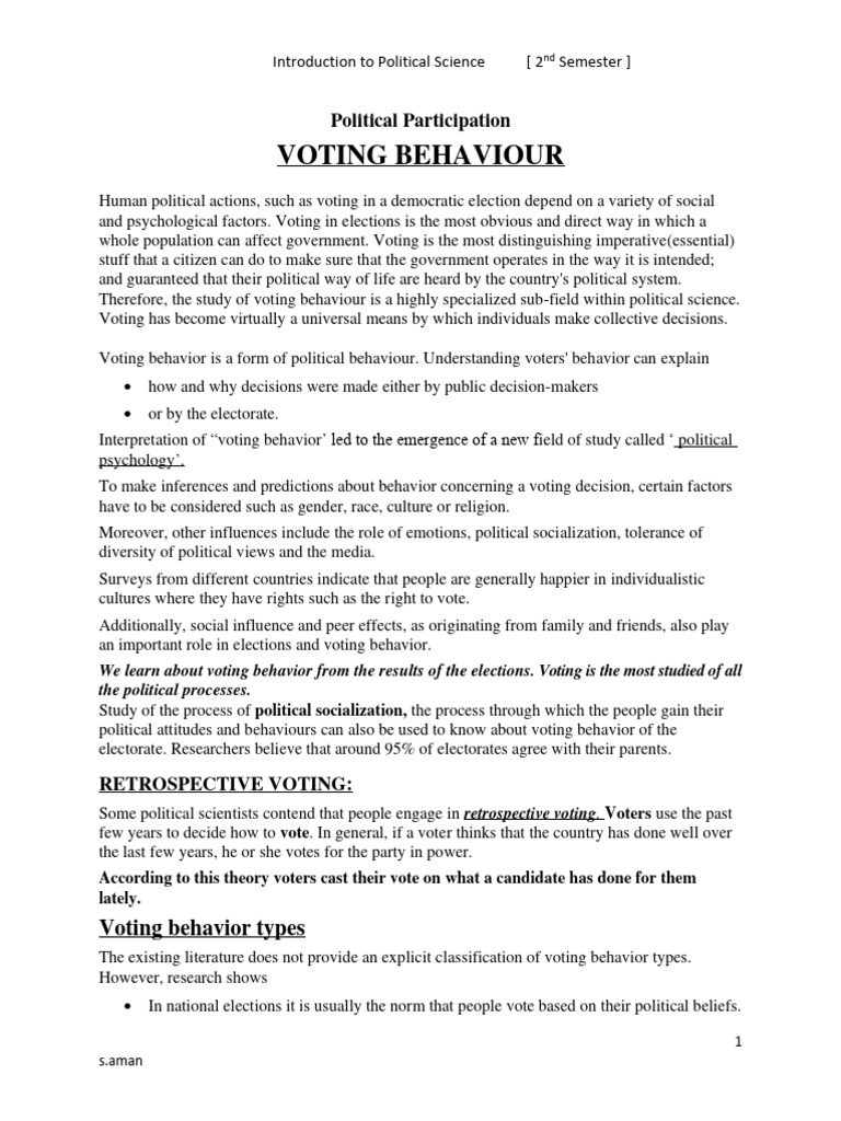 3.voting Behaviour | Download Free PDF | Psychology | Psychological Concepts