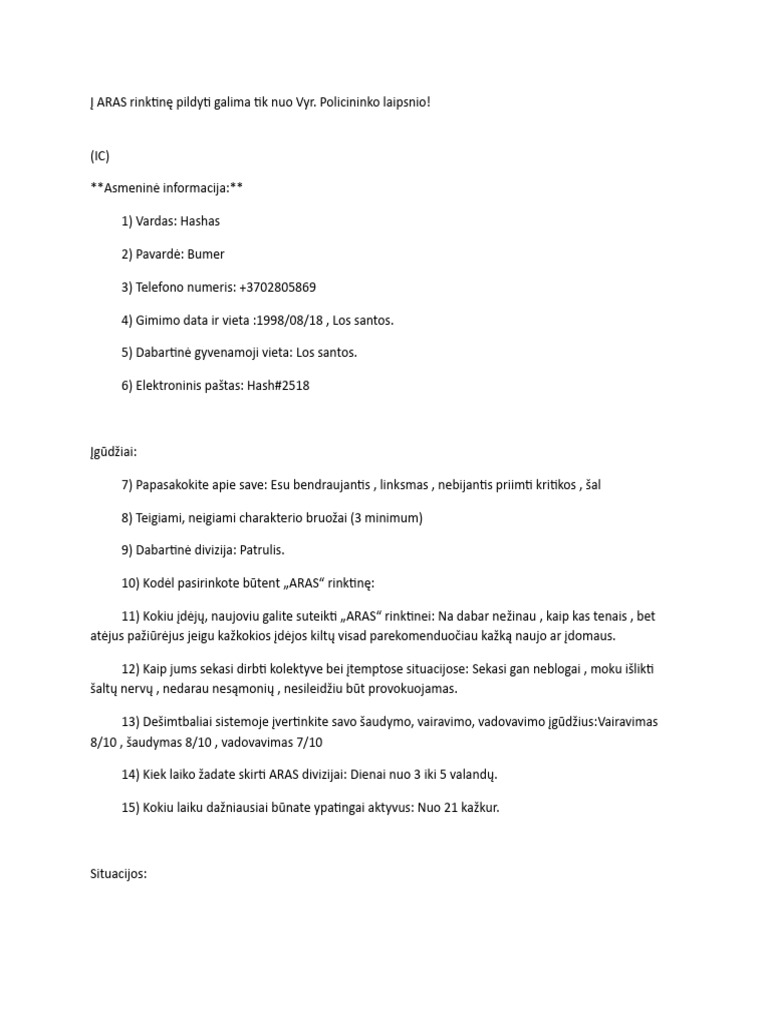 ARAS Rinktines Anketos Sablonas | PDF