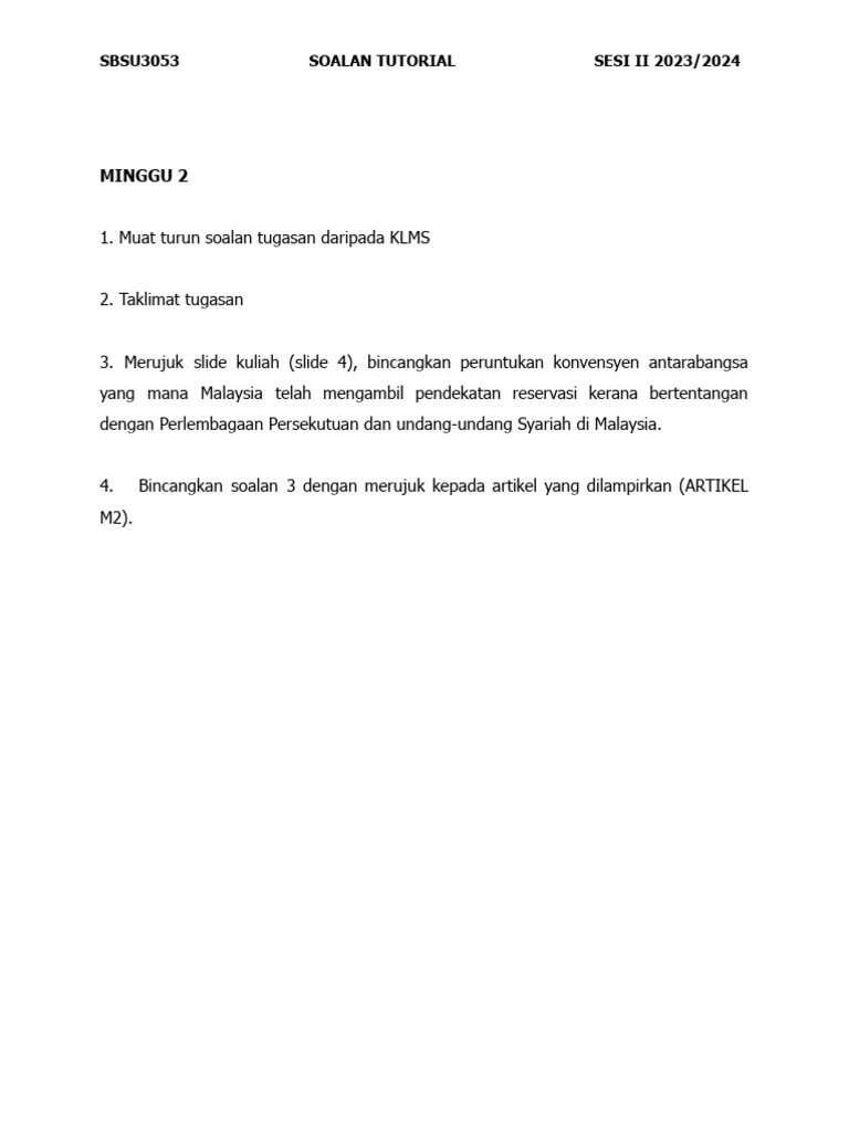 m2 Sbsu3053 Soalan Tutorial | PDF