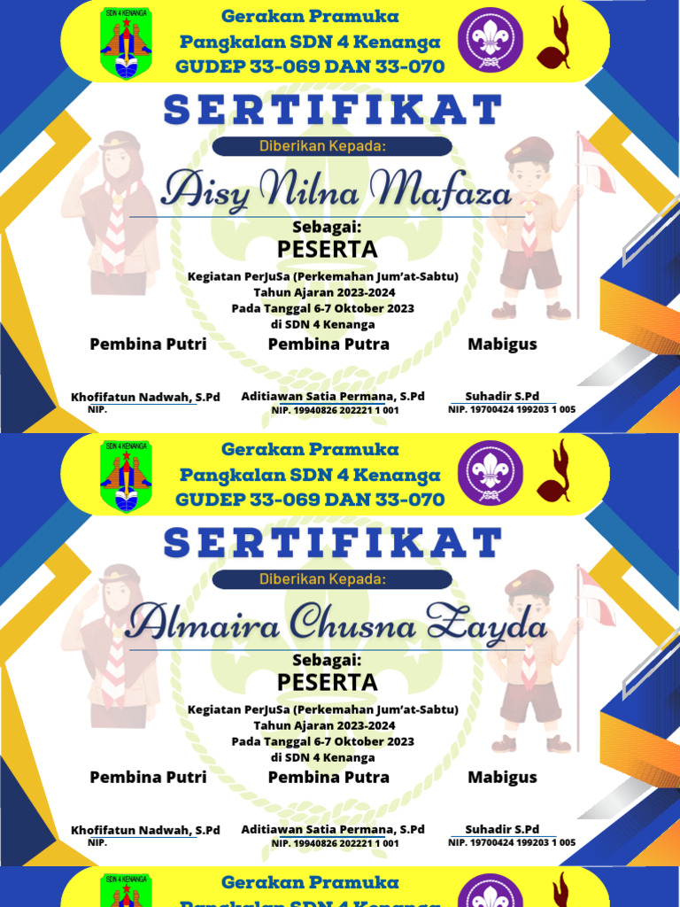 (Buat Banyak 1) Sertifikat Pramuka 6C (33 × 21 CM) | PDF