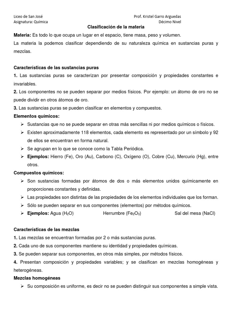 Clasificación de Materia en Química | PDF | Mezcla | Drogas