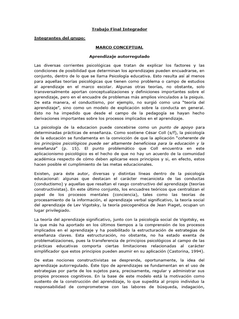 TP - Final | Descargar gratis PDF | Aprendizaje | Sicología