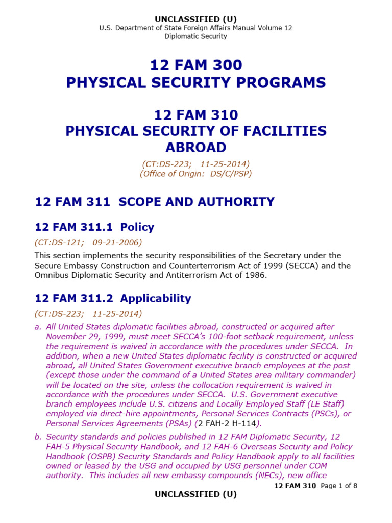 12 Fam 300 Physical Security Programs | Download Free PDF | United ...