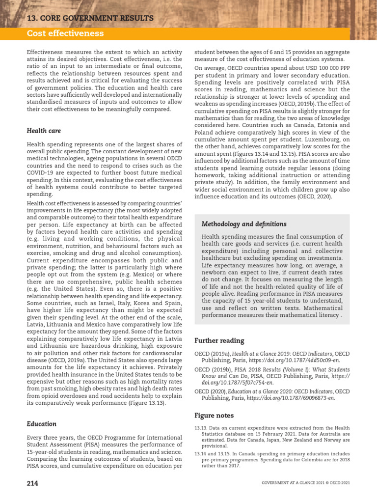Cost Effectiveness: 13. Core Government Results | PDF | Life Expectancy ...