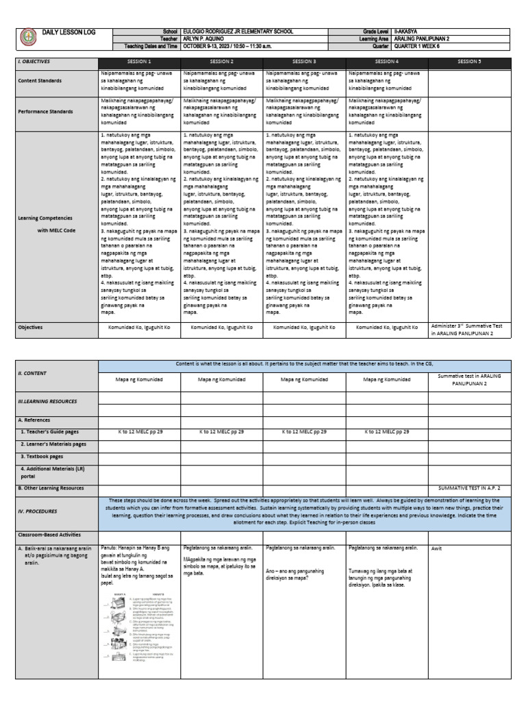 Daily Lesson Log: Session 1 Session 2 Session 3 Session 4 Session 5 | PDF
