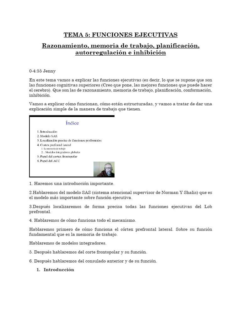 Tema 5 - Funciones Ejecutivas | PDF | Memoria | Corteza prefrontal