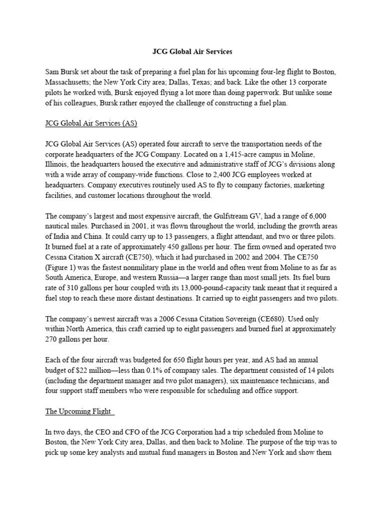 JCG Global Air Services Case | PDF | Airport | Aircraft