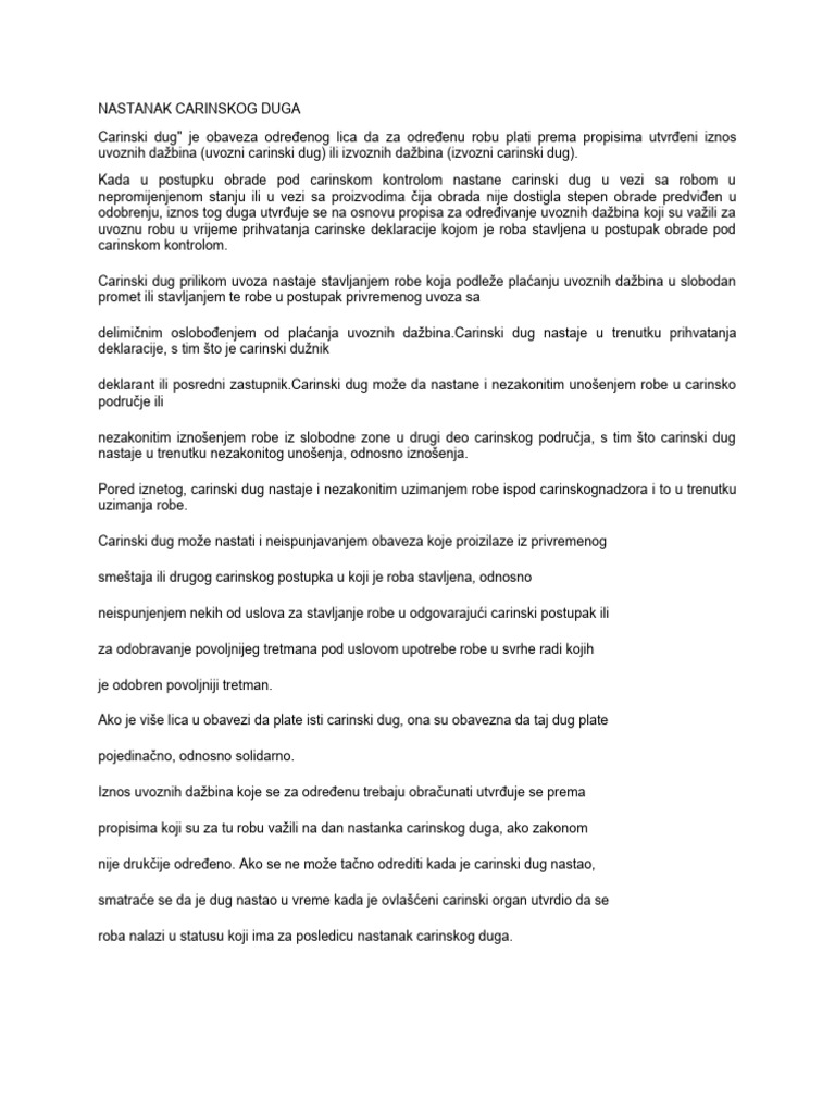 NASTANAK CARINSKOG DUGA | PDF