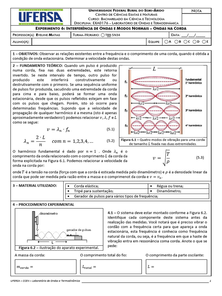 LOT - E06 - Interferência de Ondas e Modos Normais - Ondas Na Corda | PDF | Ondas | Harmônica