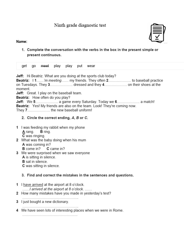 Ninth Grade Diagnostic Test | PDF | Language Arts & Discipline