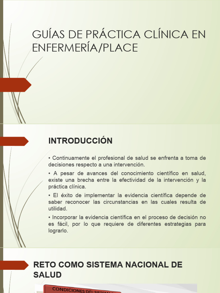 Guías de Práctica Clínica en Enfermería/Place | PDF | Enfermería | Evidencia basada en medicina