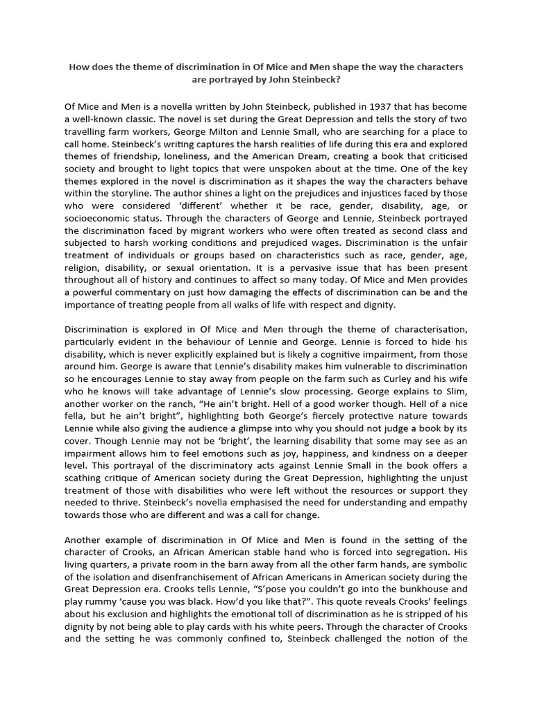 Of Mice and Men Essay FINAL | PDF | Social Science