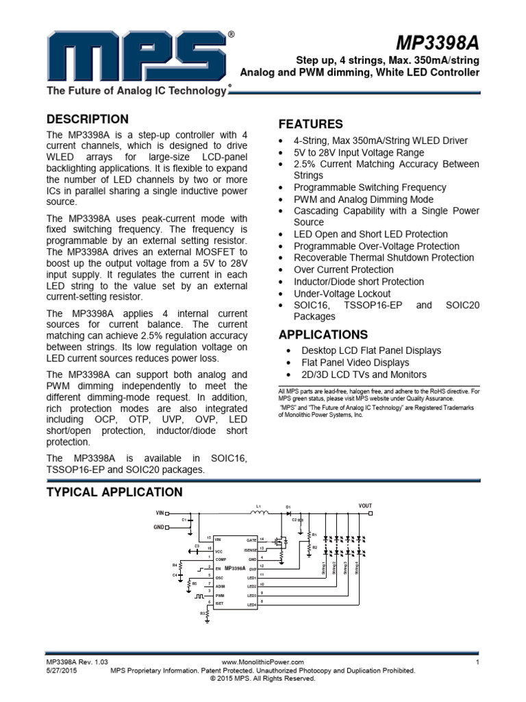 mp3389 | PDF | Mosfet | Liquid Crystal Display