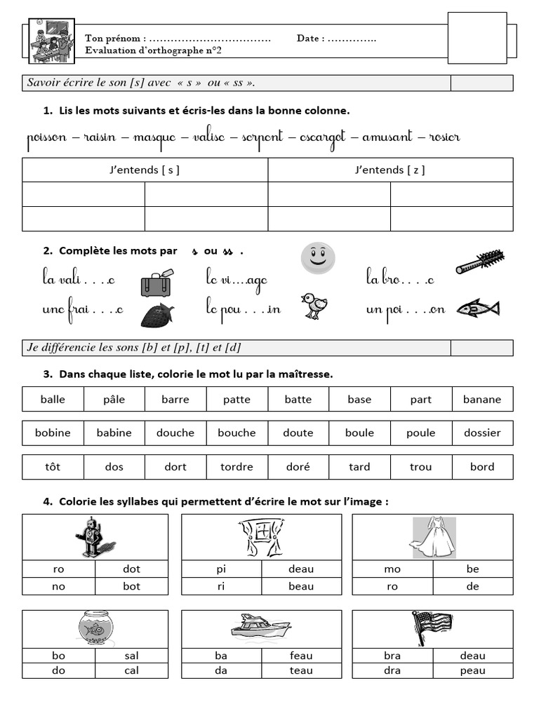 Orthographe Eval 2 Ce1 2011 | PDF