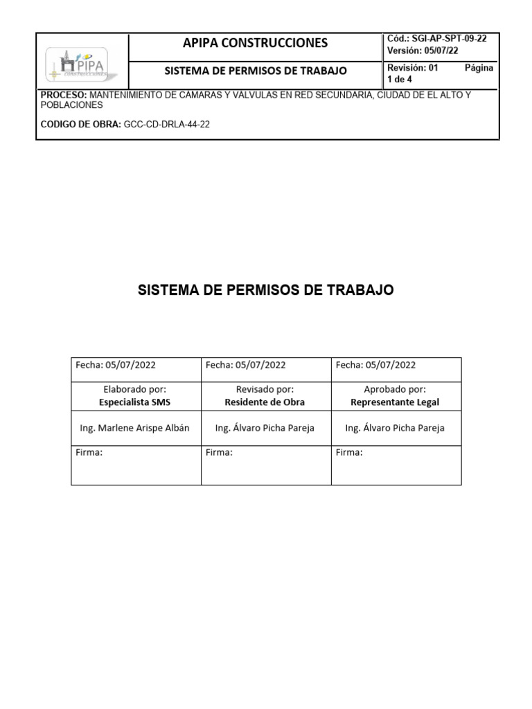 2.3.7. Sistema de PERMISOS DE TRABAJO | PDF 2.3.7. Sistema de PERMISOS DE TRABAJO | PDF