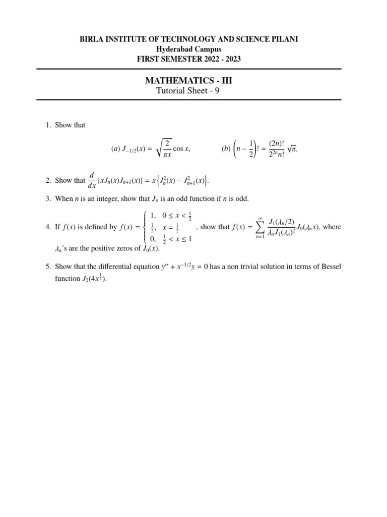 Mathematics - Iii Tutorial Sheet - 9 | PDF