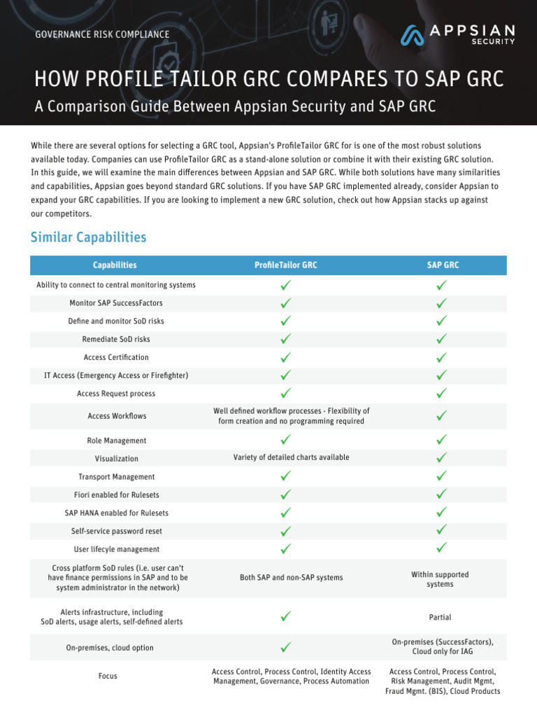 Appsian vs SAP GRC Comparison Guide | PDF | Enterprise Resource ...