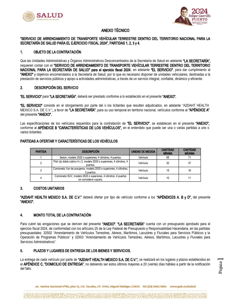ANEXO TÃ¿CNICO Final Arrendamiento de VehÃ - Culos | PDF | Pagos | Seguro