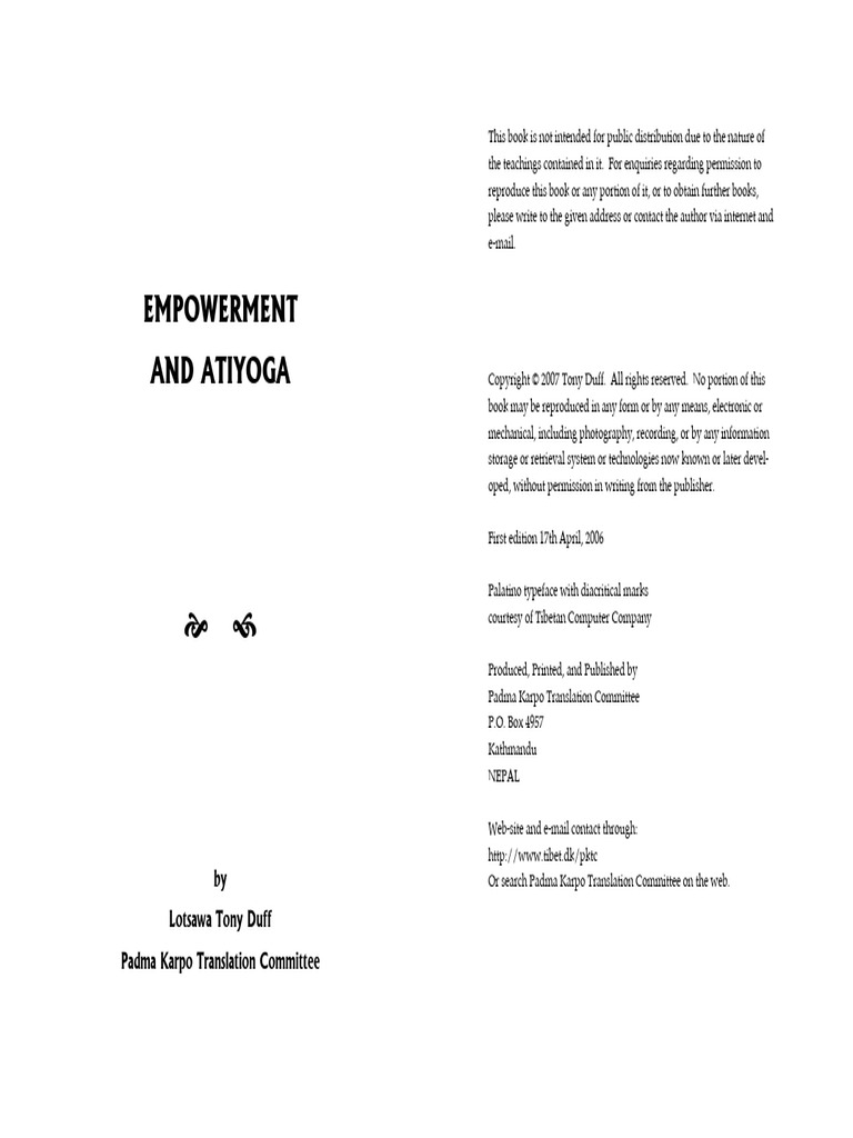 Tony Duff - Empowerment and Atiyoga (Unrestricted) | PDF | Nyingma ...
