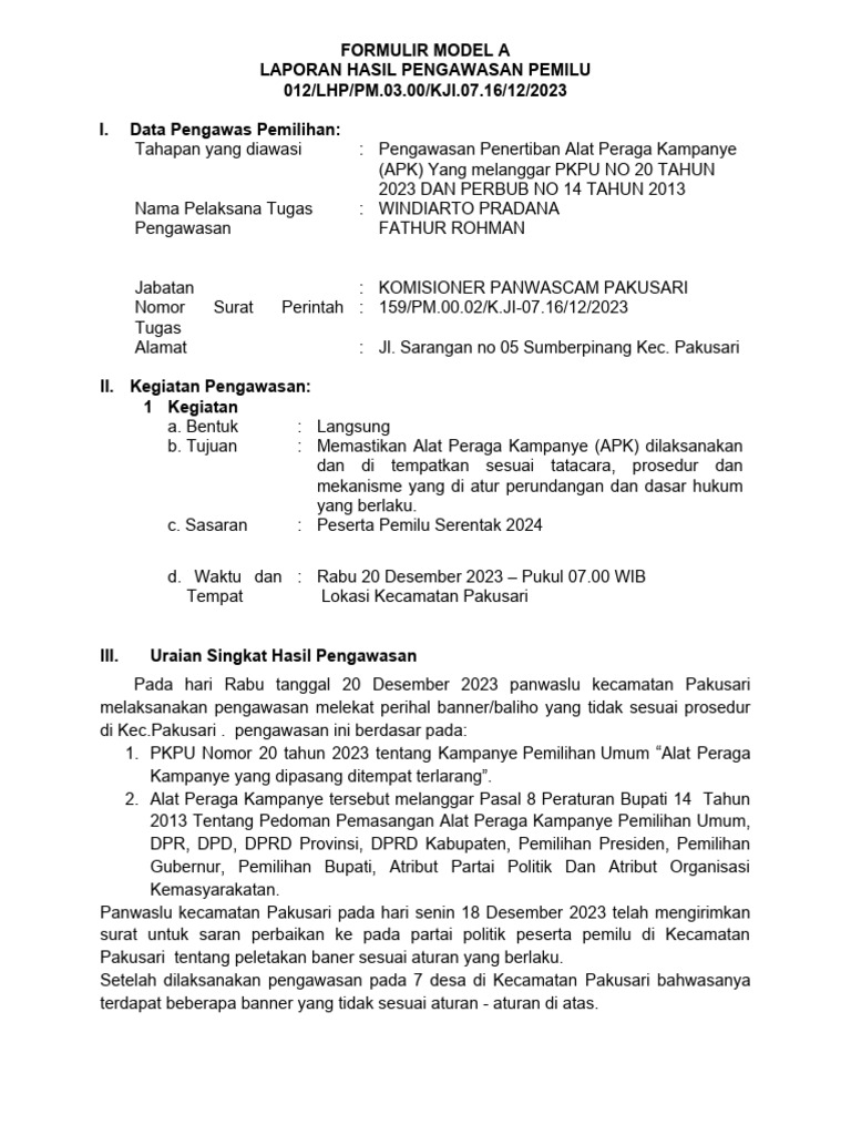 FORM-A Pasca Sarper 20 Desember 2023.docx Fix | PDF