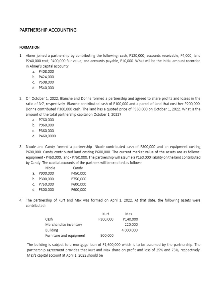 Partnership Accounting | PDF | Balance Sheet | Partnership