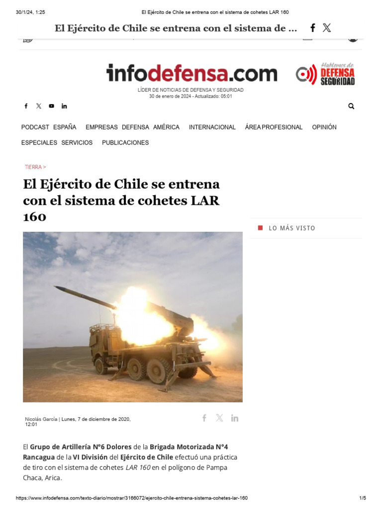 Entrenamiento del Ejército de Chile con LAR 160 | PDF | Tecnología ...