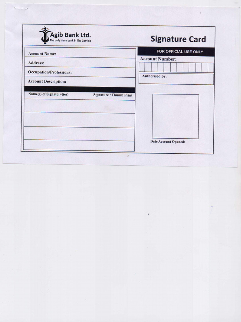 Signature Specimen FormIndividuals | PDF