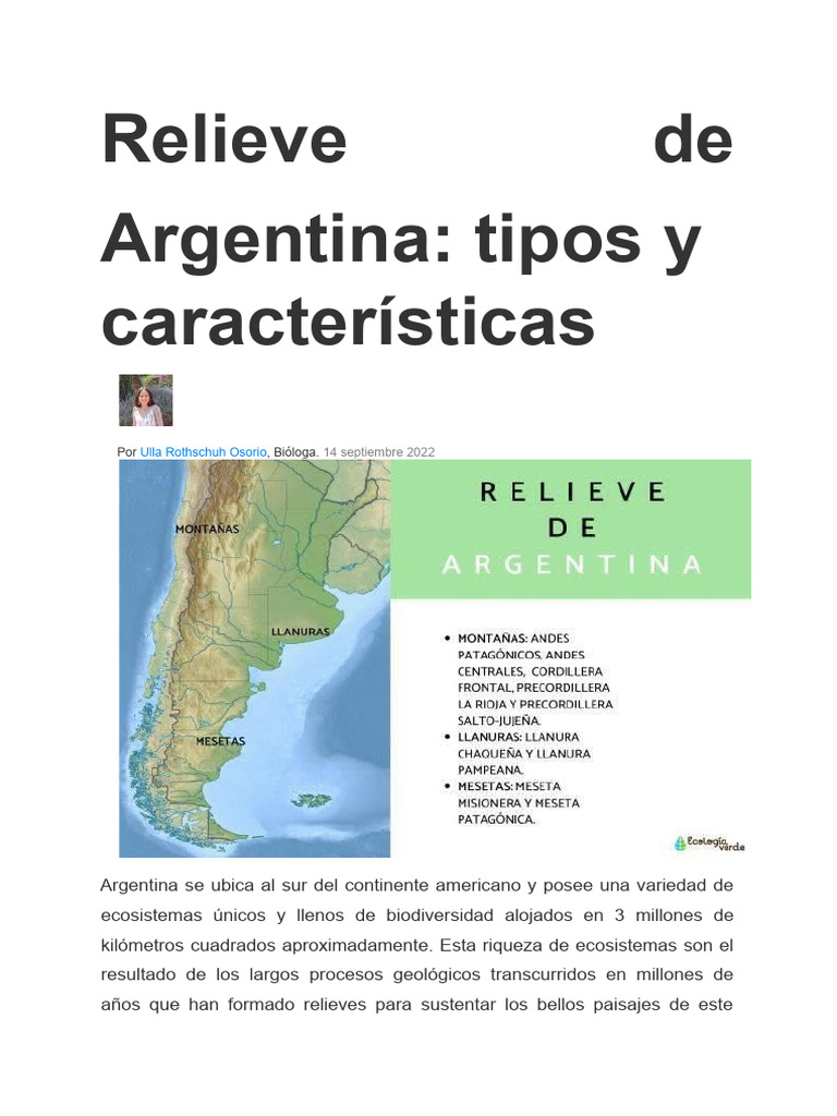 Relieve de Argentina: Ecosistemas y Economía | PDF | Ciencia y matemáticas
