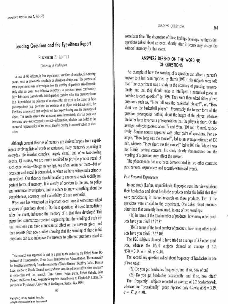 Loftus 1975 | PDF