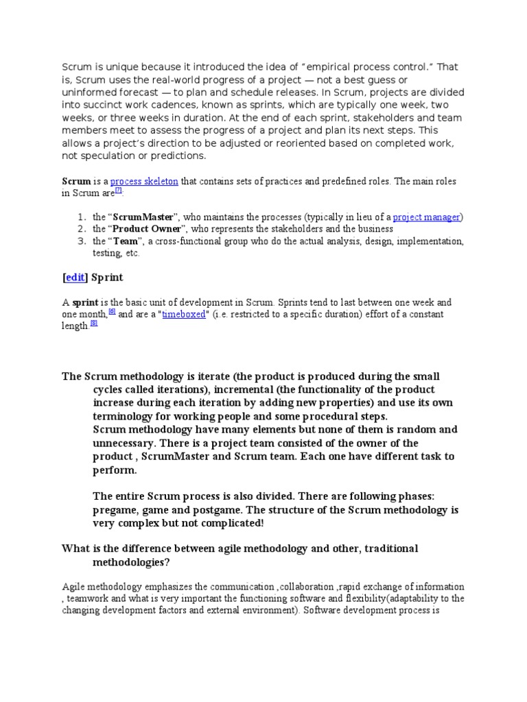 Process Skeleton: Scrum Is A | Download Free PDF | Software Development ...