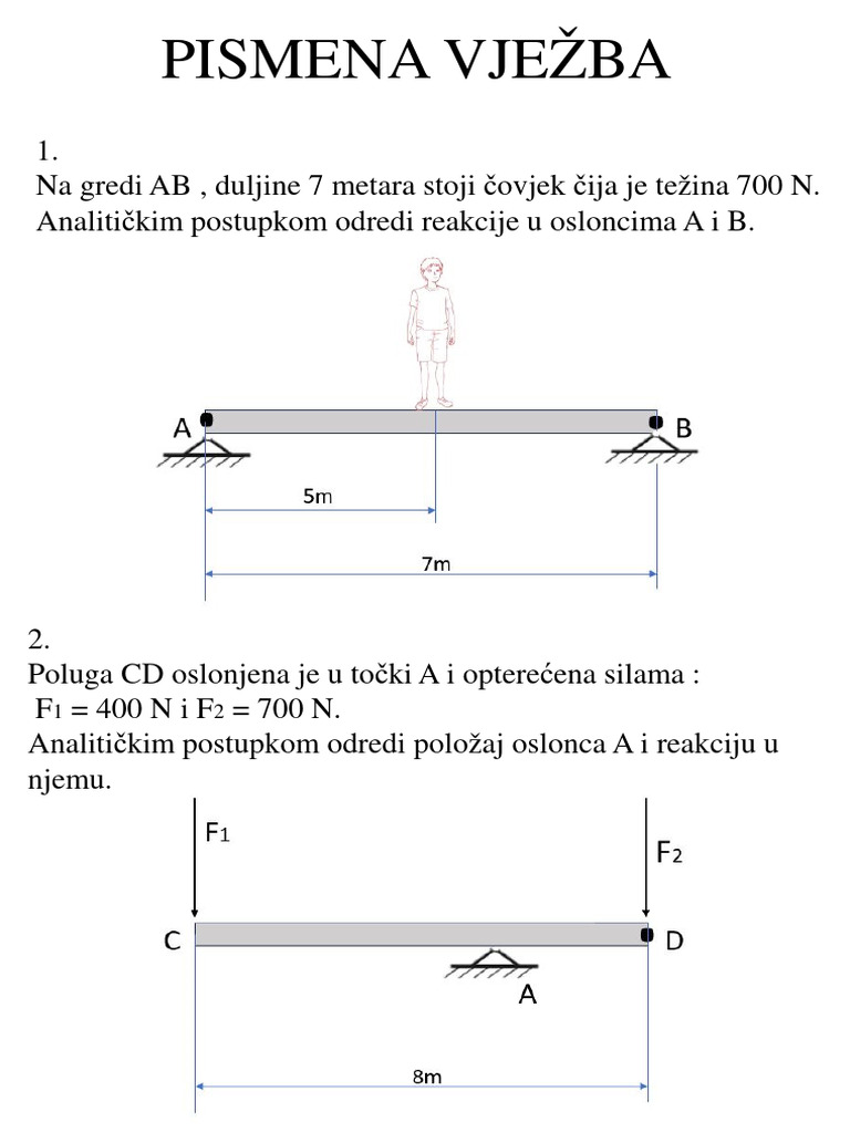 Pismena Vježba - Uvjeti Ravnoteže | PDF