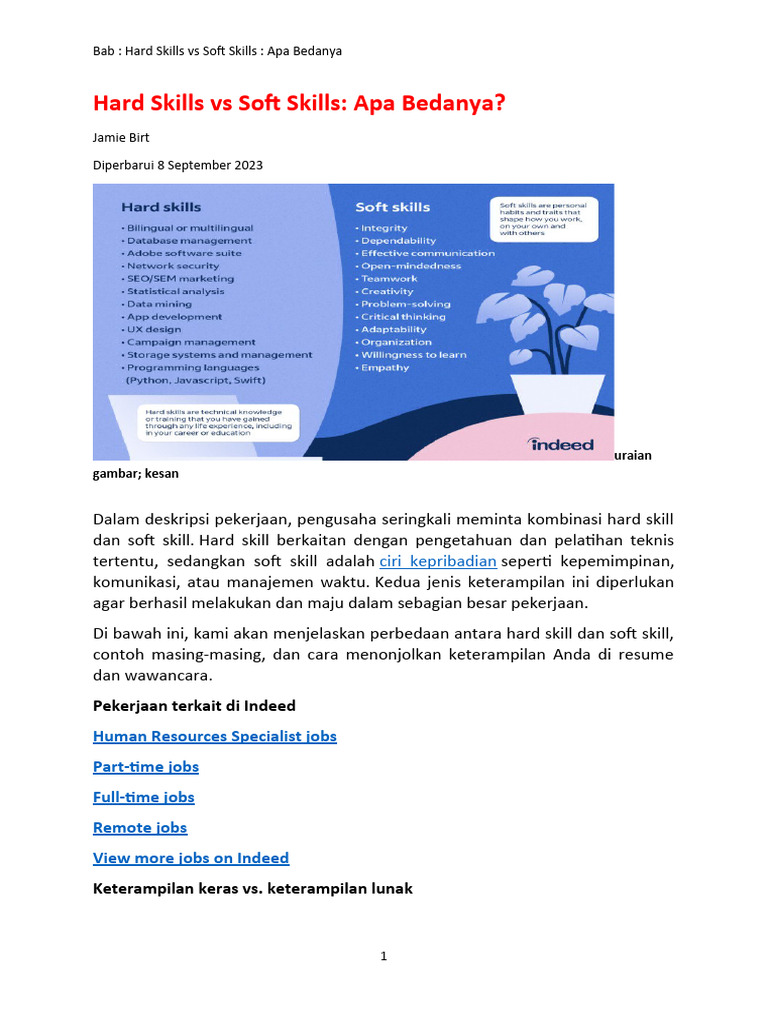 Beda Hard Skills Vs Soft Skills | PDF | Karier & Perkembangan