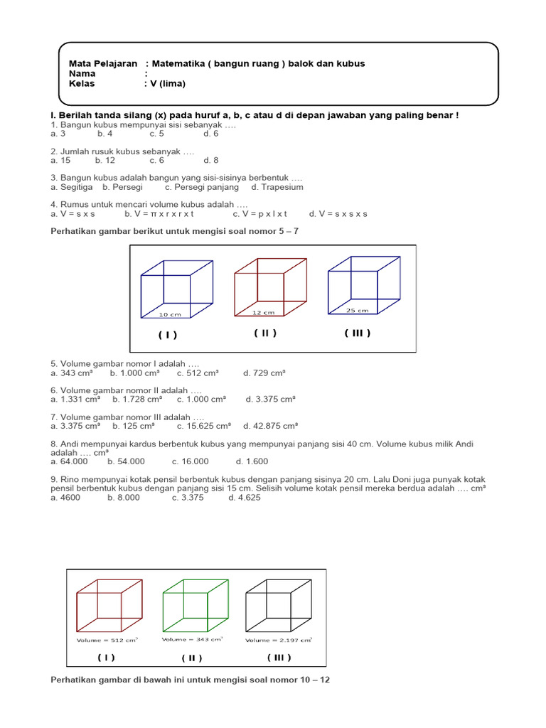 MTK Kelas V Bangun Ruang | PDF