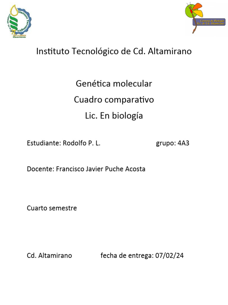 Cuadro Comparativo Quimica Molecular | PDF | Rna | Adn Cuadro Comparativo Quimica Molecular | PDF | Rna | Adn