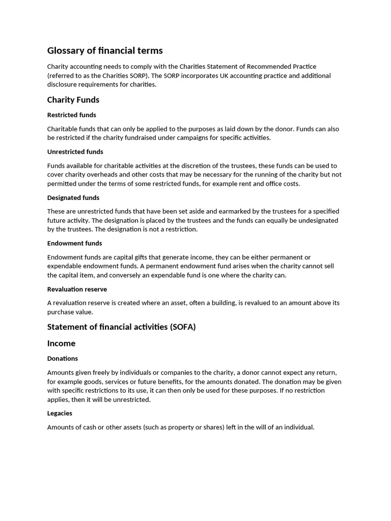 Glossary of Financial Terms | PDF | Charitable Organization | Fundraising