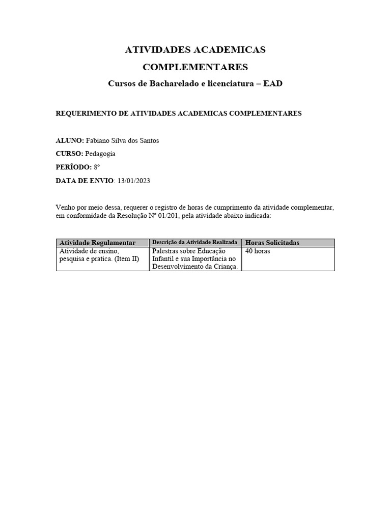 Atividade Complementar Ii | PDF | Pré-escola | Pedagogia