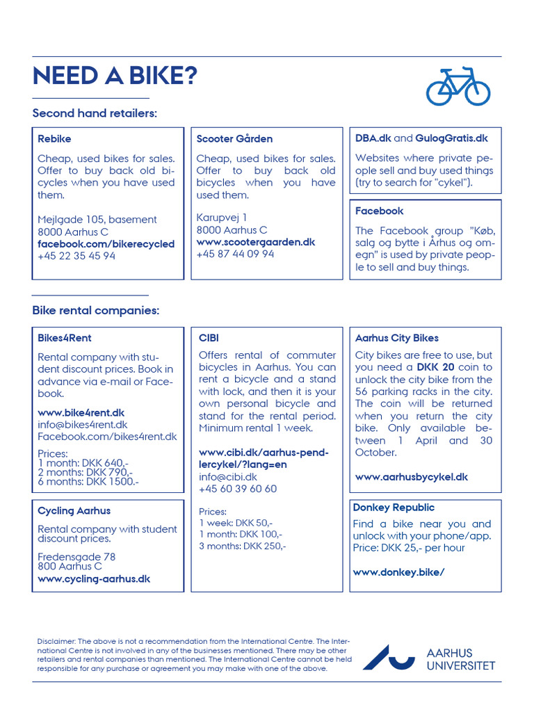 Bike Rental and Purchase Options in Aarhus | PDF | Aerobic Exercise ...