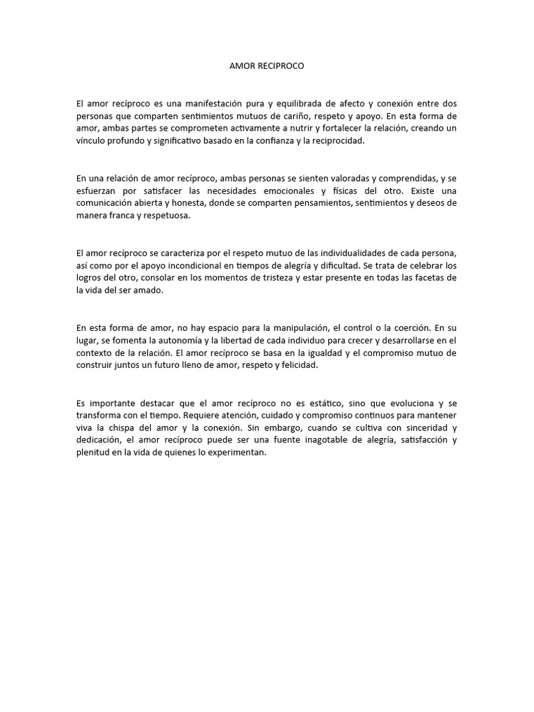 Amor Reciproco | PDF