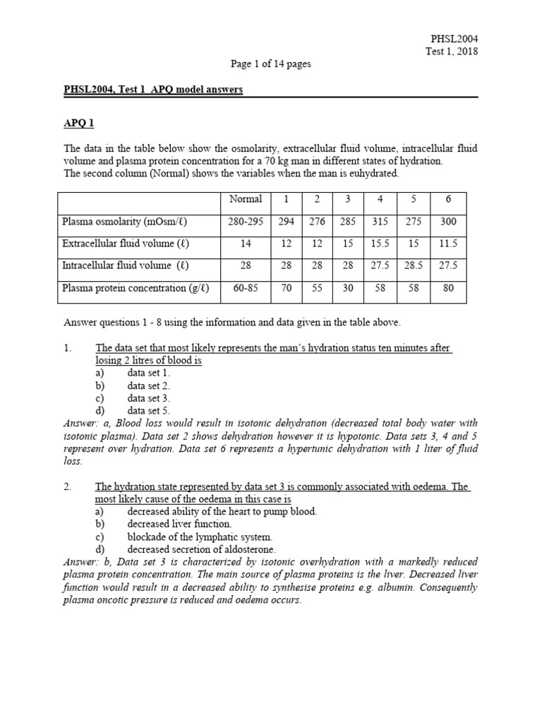 Test 1 - APQ Model Answers-1 | PDF | Electron Transport Chain | Cd4