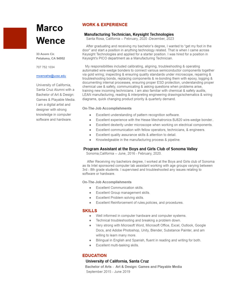 resume 2-2024 | PDF | Troubleshooting | Computing