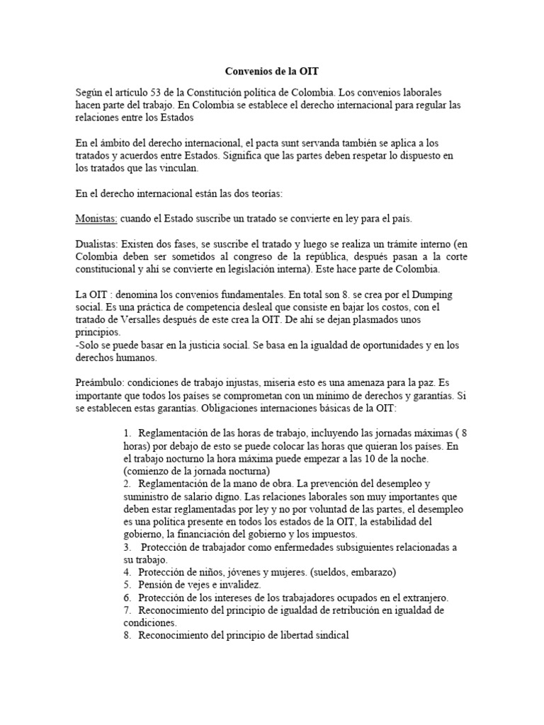 Convenios de La OIT | PDF | Organización Internacional del Trabajo | Derecho laboral