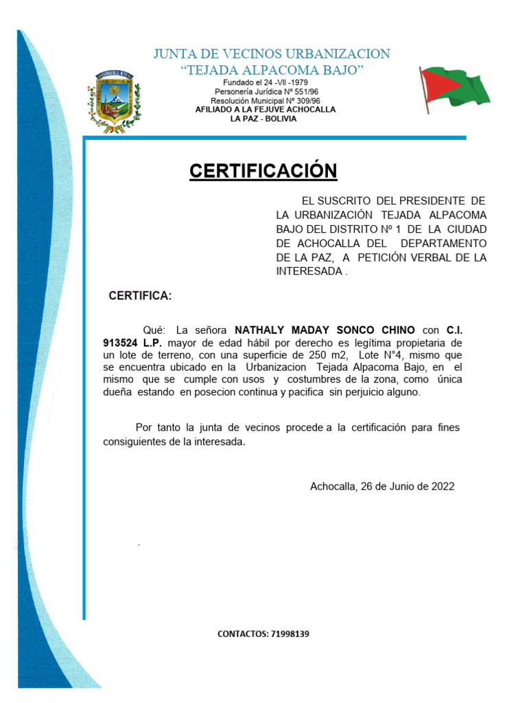 CERTIFICACION | PDF