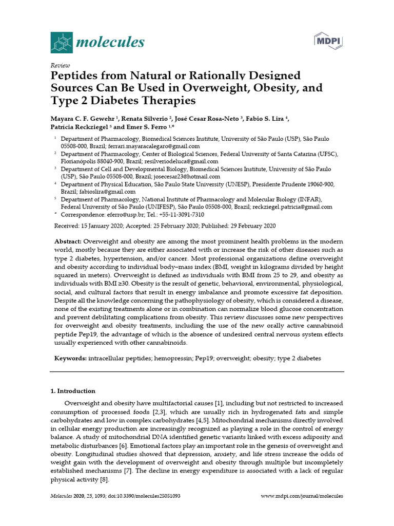 Peptides From Natural or Rationally Designed Sources Can Be Used in ...