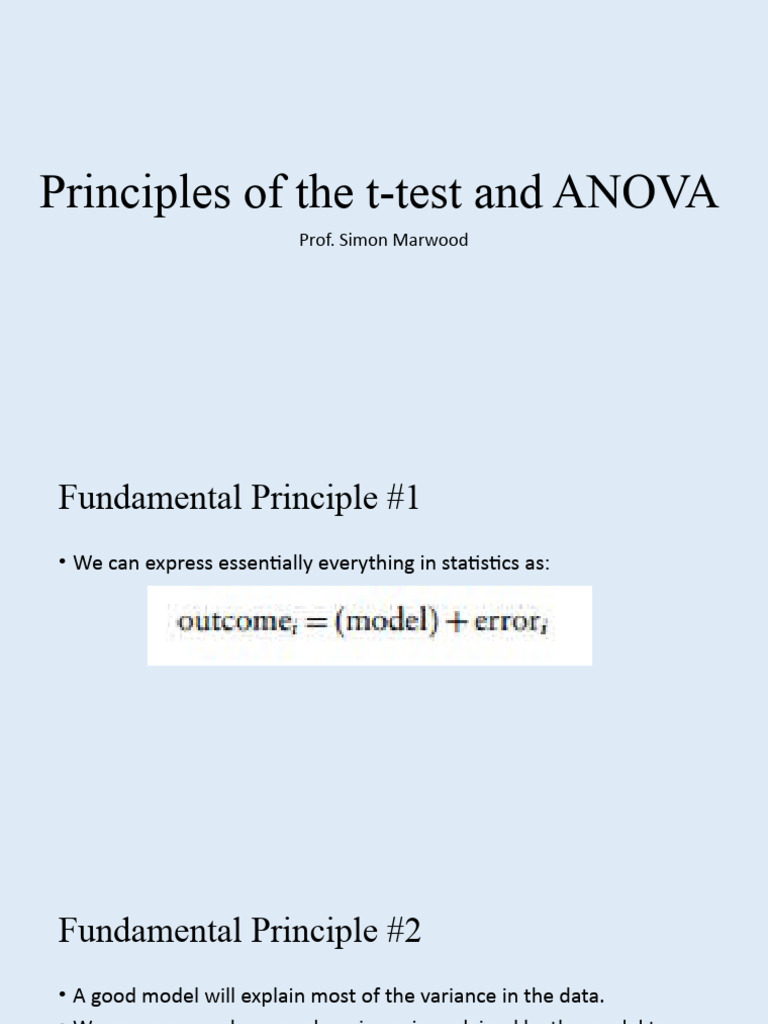 Principles of The T-Test and ANOVA | PDF | Student's T Test | Errors ...